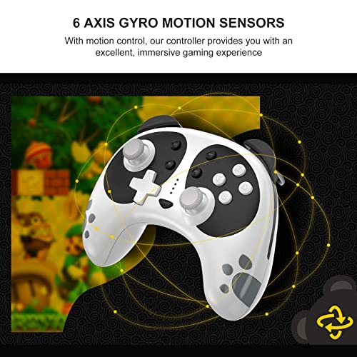 STOGA Wireless Controller for Switch, Panda Switch Pro Controller with Switch Lite/PC/Switch OLED, Wireless Switch Controller with Turbo/Dual Vibration/NFC Wake-Up, Kawaii Accessories-Black