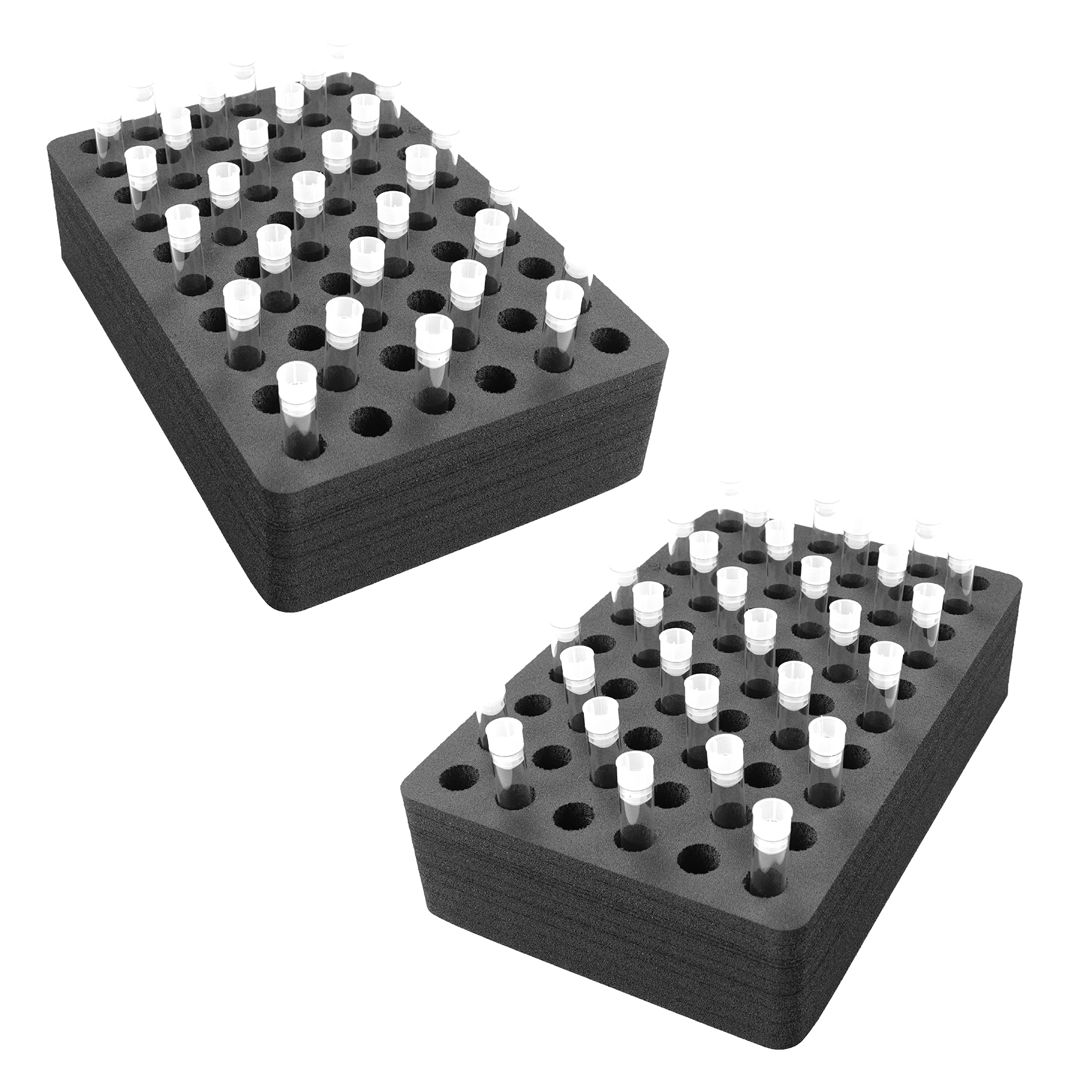 Polar Whale 2 Test Tube Racks Durable Black Foam Storage Holder Organizer Stand Transport Holds 60 Tubes Fits up to 20mm Diameter