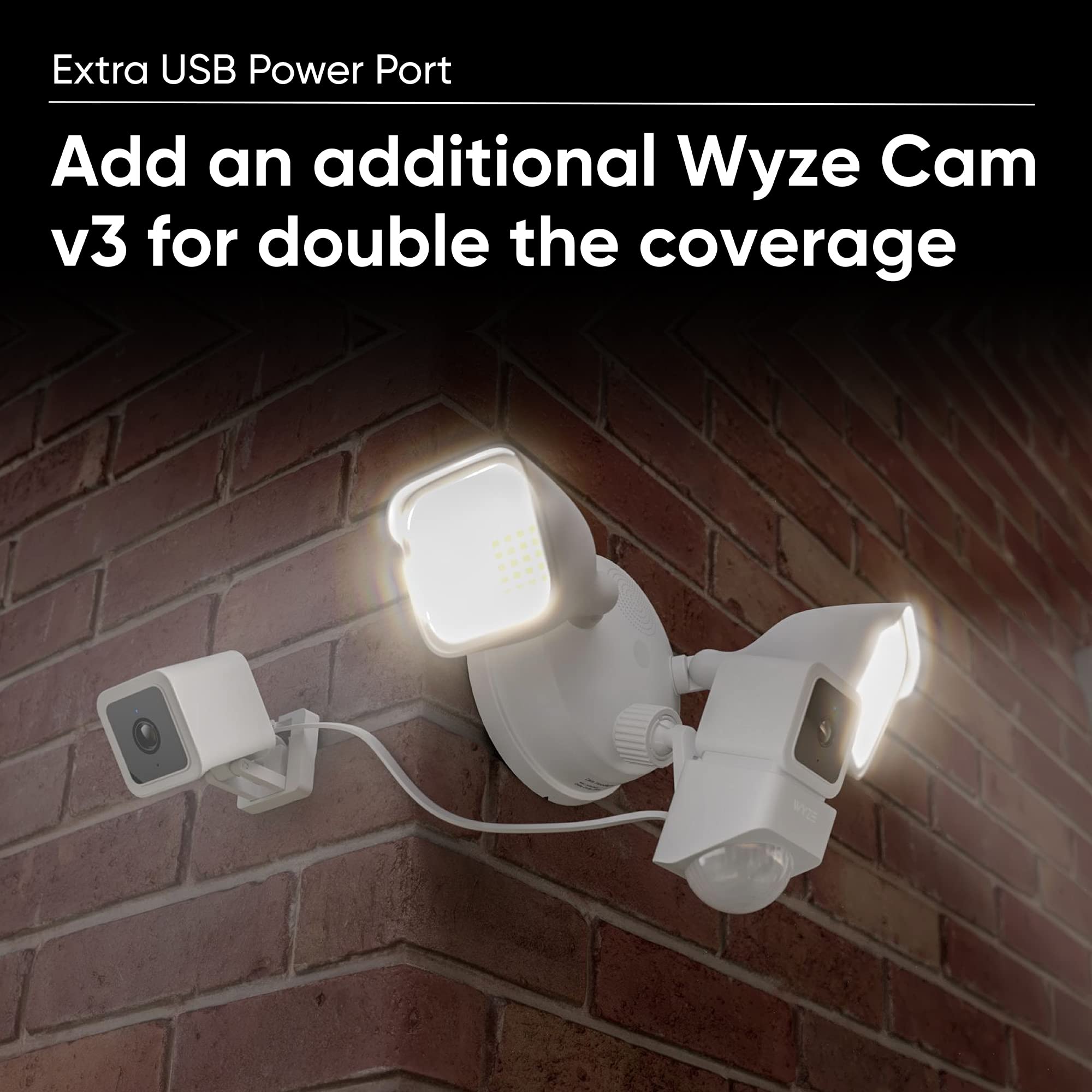 Wyze Cam Floodlight with 2600 Lumen LEDs, Wired 1080p HD IP65 Outdoor Smart Security Camera, Color Night Vision, 270-Degree Motion Detection, 90dB Siren with Wyze Cam Plus 3 Month Subscription