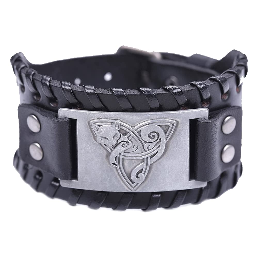 TURTLEDOVE Viking Bracelet Celtic Fox - Freya Cat in Triquetra Trinity Knot - Pagan Jewelry of Talisman