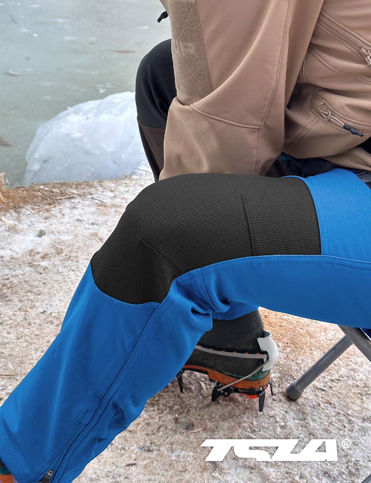 TSLA Men's Snow Ski Snowboard Waterproof Softshell Cargo Pants, Hiking Fleece Lined Bottoms, Outdoor Work Pants, 2-Layer Reinforced Knee Black, 32W x 30L