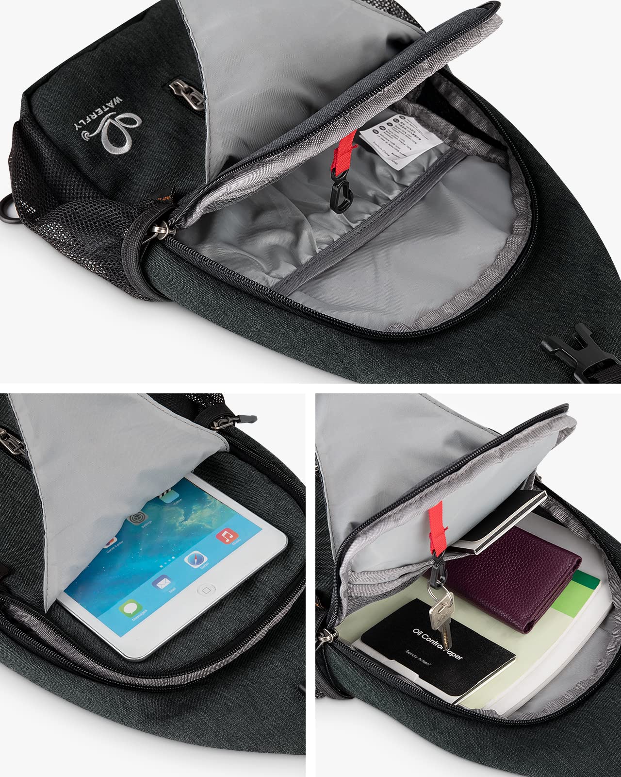 WATERFLY Crossbody Sling Backpack Sling Bag Travel Hiking Chest Bag Daypack
