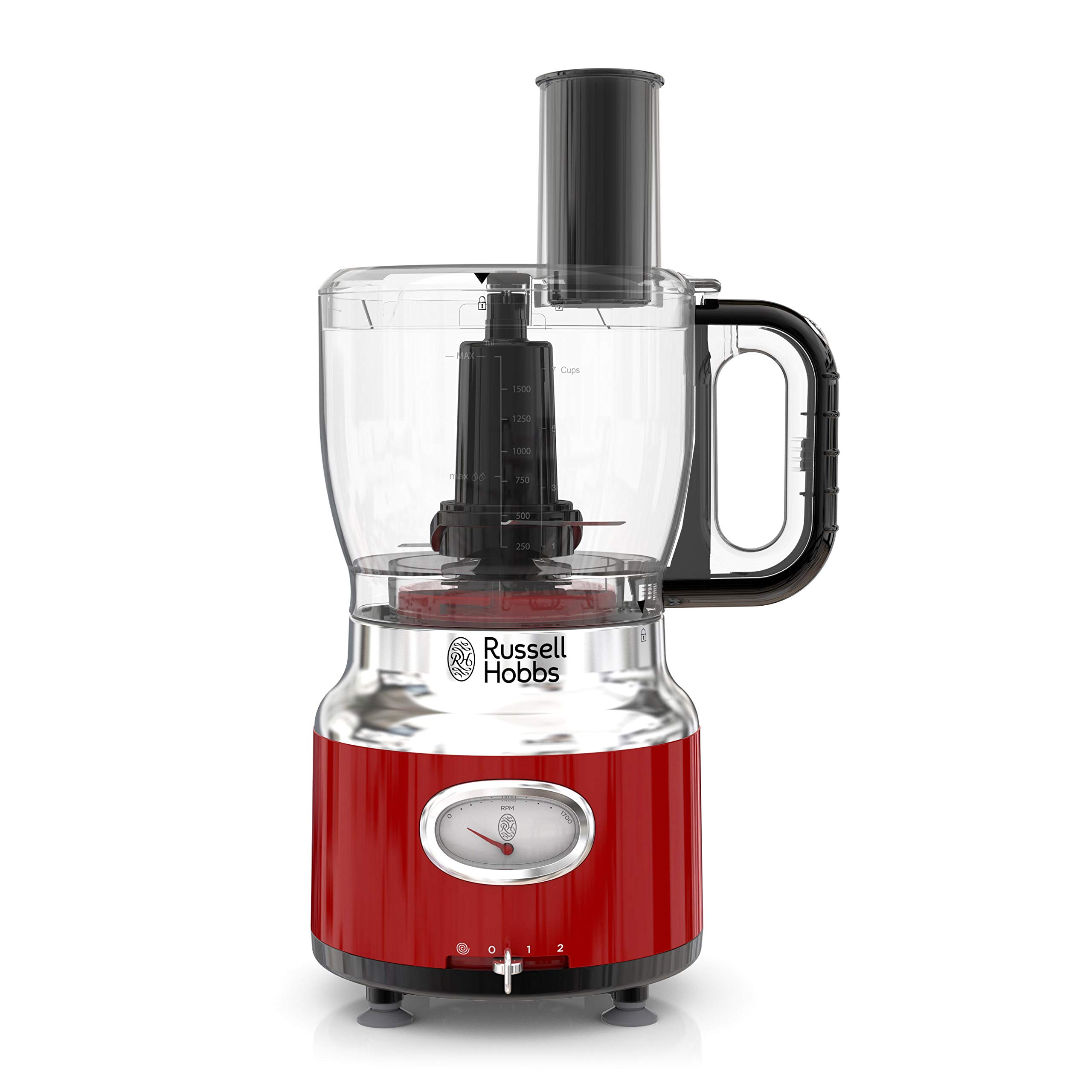 Russell Hobbs FP3100RDR Retro Style Food Processor, 8-Cup (64-oz) Capacity, Red