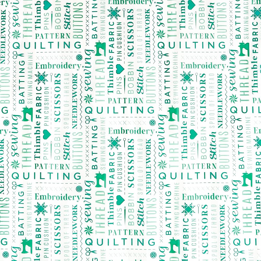 Missouri Star Printed Vinyl Roll 15β x 35β - Sewable Plastic Fabric for Making Tote Bags, Purses, and Craft Projects - Clear PVC Vinyl with Sewing Words