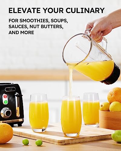 Sangcon 800W Blender for Shakes and Smoothies with 57 Oz Glass Jar & 10 Oz Grinding Cup, Smoothie Blenders and Food Processor Combo for Kitchen with 2 Speeds + Pulse, 6 Fins Blade & Grinding Blade