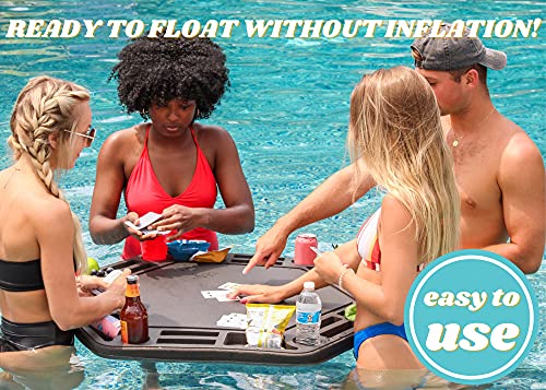 Polar Whale Floating Large Poker Table Game Tray for Pool or Beach Party Float Lounge Durable Foam 40.5 Inch Chip Slots Drink Holders with Waterproof Playing Cards Deck UV Resistant