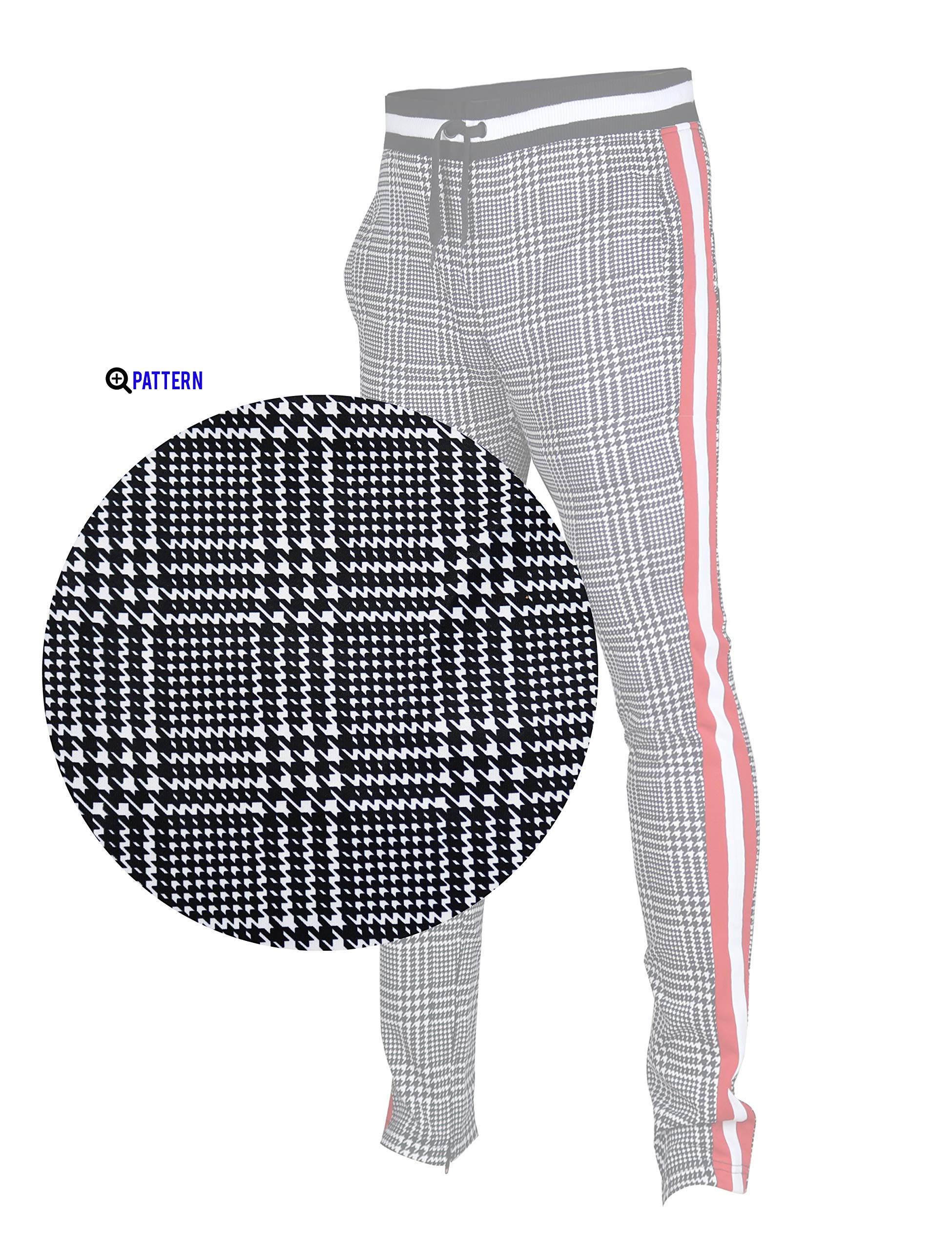 SCREENSHOT-P11004 Mens Hip Hop Premium Slim Fit Track Pants - Athletic Jogger Side Stripe Animal Pattern Print Bottoms-Black/Zebra-Large