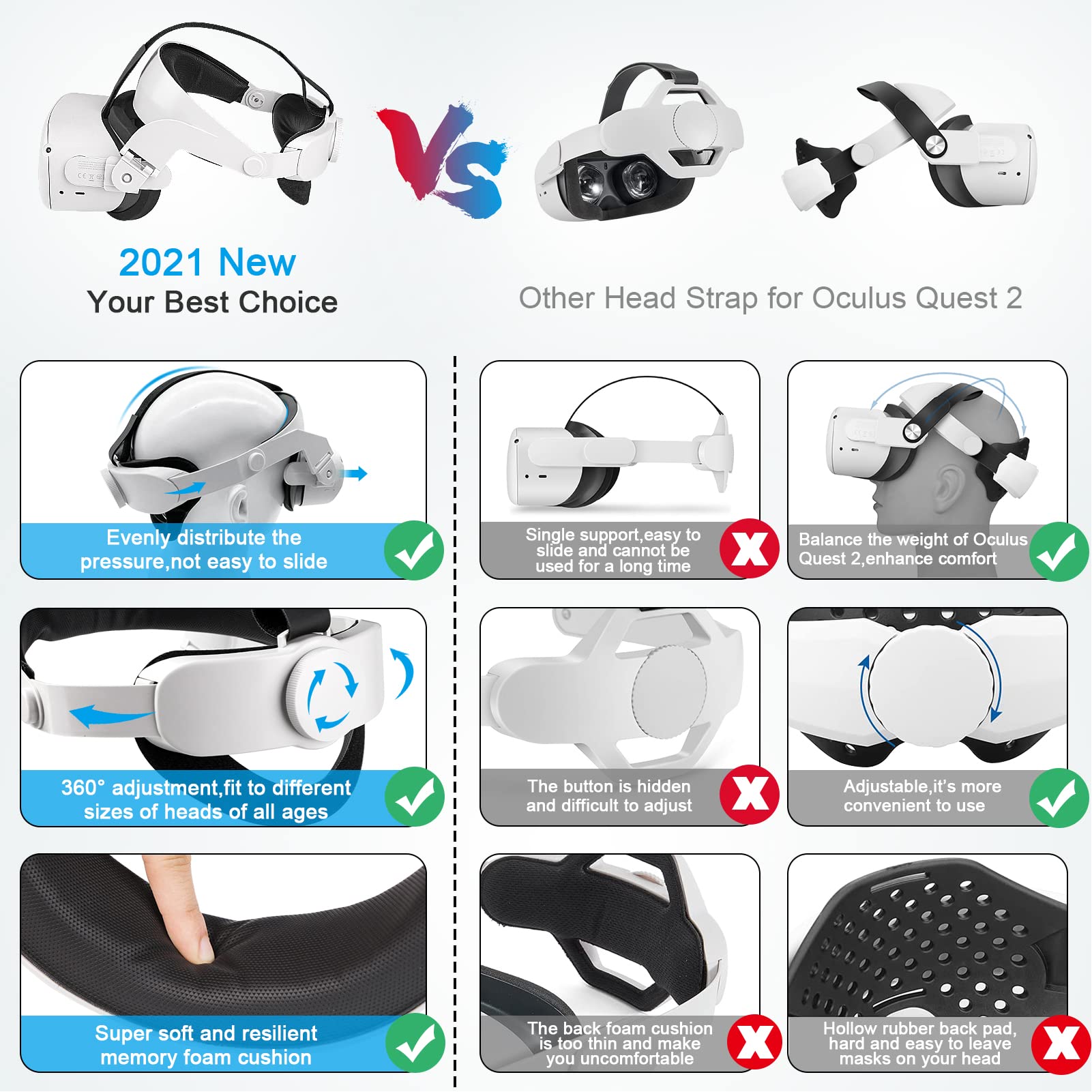 Tyasoleil VR Stand Compatible for Oculus Quest 2 / Meta Quest 2 / Rift/Rift S/Quest/Valve Index/HP Reverb G2,Keep Your VR Headset and Touch Controllers More Secure(White) (VR-TT)