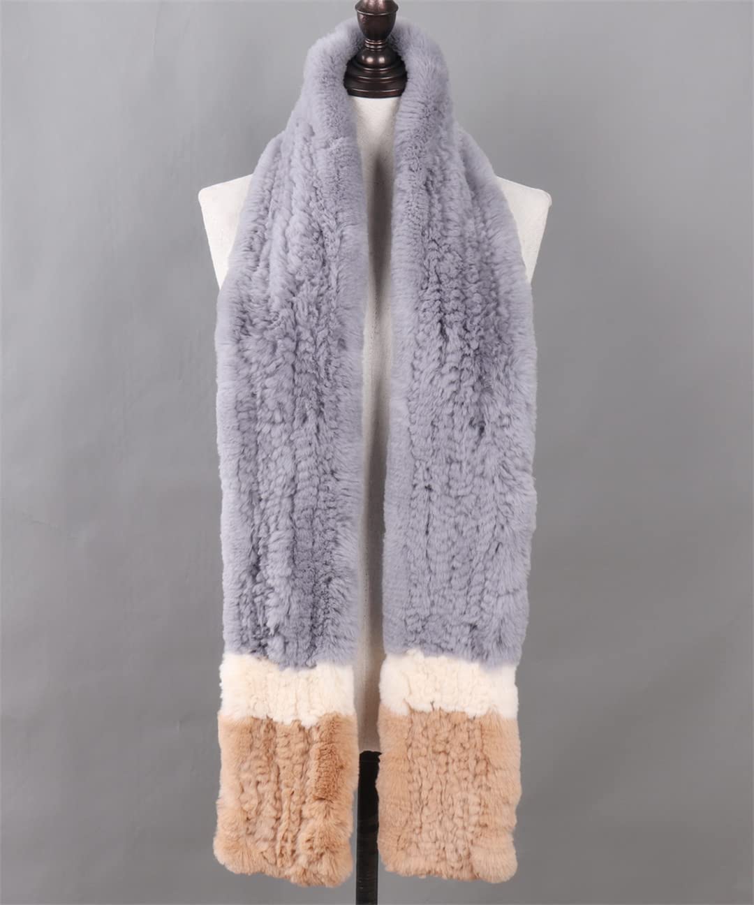 Women Winter Long Fur Scarves Thick Warm Soft Mufflers Ladies Patchwork Lightweight Outdoor Fur Scarf