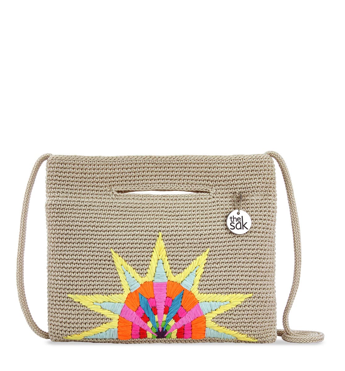 The Sak Linden Convertible Crossbody Bag in Crochet, Adjustable Multi Use Strap, Ecru Matahari