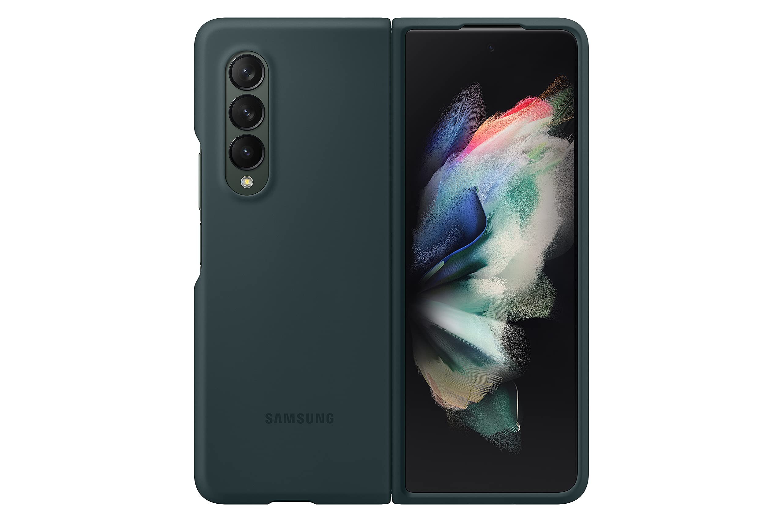 Samsung Electronics Galaxy Z Fold 3 Phone Case, Silicone Protective Cover, Heavy Duty, Shockproof Smartphone Protector, US Version, Green (EF-PF926TGEGUS)