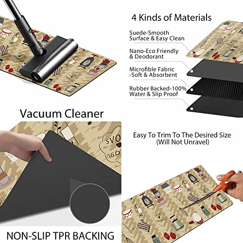 Super Absorbent Kitchen Mats for Floor Ultra Thin for Summer Using Set of 2, Rubber Backing Carpet Rugs Mat Cushioned, Quick Dry Floor Mats, Machine Washable Laundry Room Rugā¦