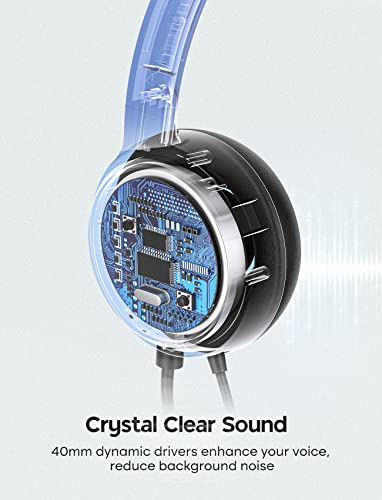 XAPROO USB Headset with Microphone for PC, Computer Headset with Microphone, Comfort-Fit On Ear Business Headset, 3.5 mm Wired Headphones for MS Teams Skype Zoom VoIP Conference Online Class