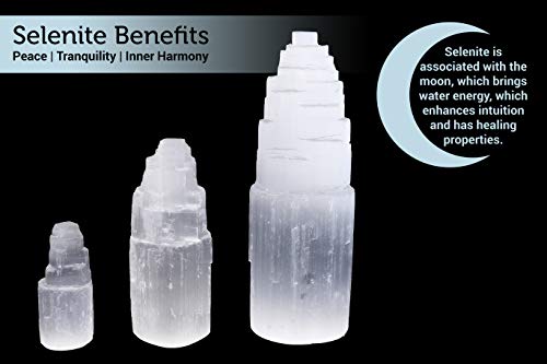 Selenite Crystal Towers for Reiki, Healing, and Energy Charging | Made in Morocco | Selenite Iceberg Charging Towers Crystal Skyscraper (4 Inch (Pack of 1))