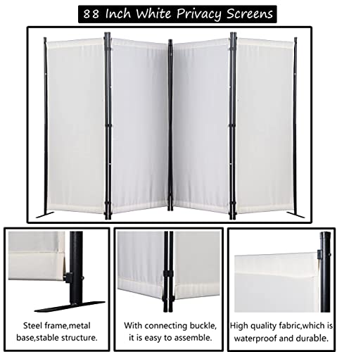 Partition Room Divider,4 Panel Room Dividers,Privacy Screen,Temporary Wall Divider for Home Office Hospital School Dorm(Cream White)