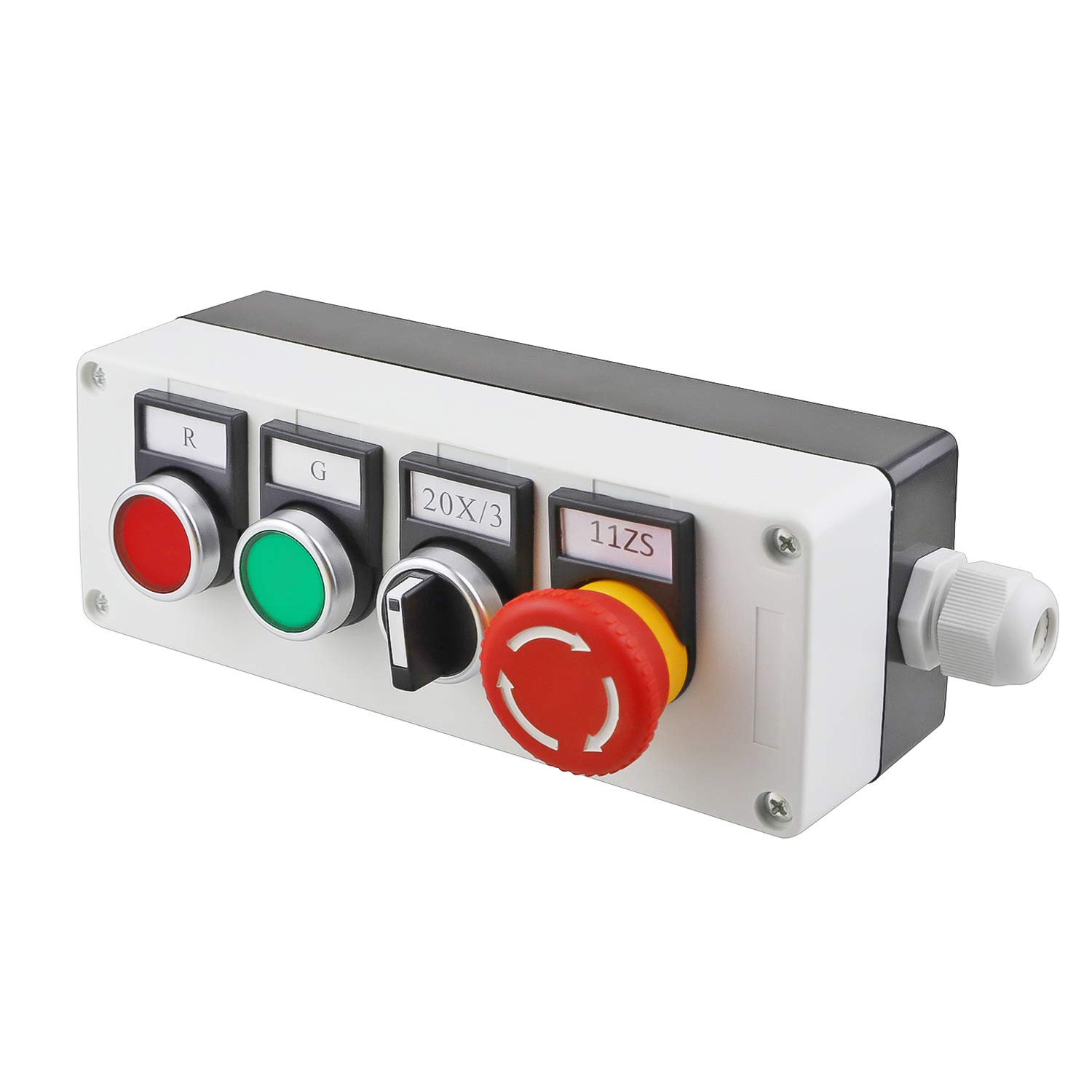 Nxtop Red Green Momentary Switch, Red Mushroom Emergency Stop Latching Push Button Switch,3 Positions 2NO Latching Select Selector Switch Station Box