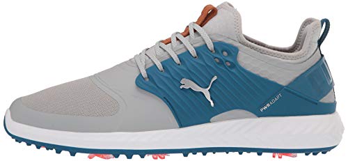 Puma Men's Ignite Pwradapt Caged Golf Shoe, High Rise-Puma Silver-Digi-Blue, 11.5