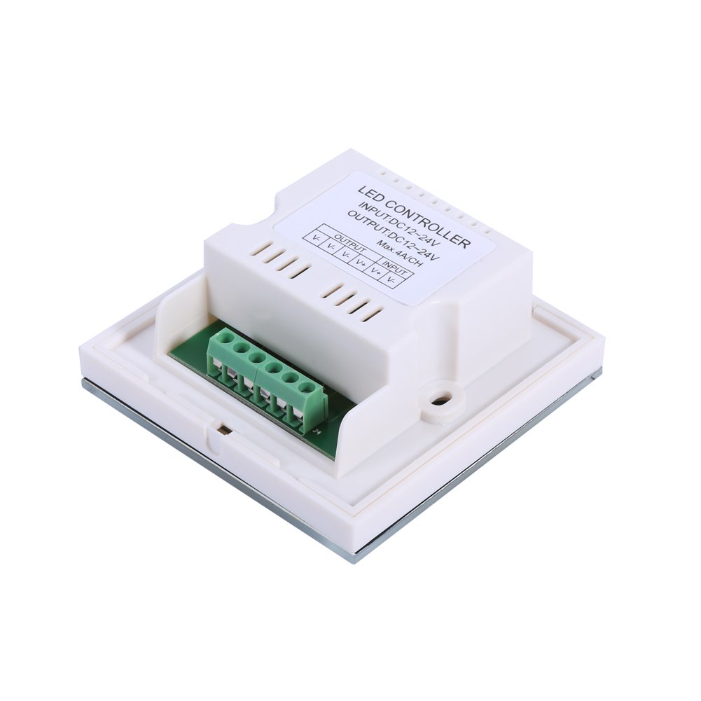 Psytfei Single Color Touch Panel LED Dimmer Wall Switch Controller DC 12V to 24V LED Light Strip Single Channel Lamps for Home(White)