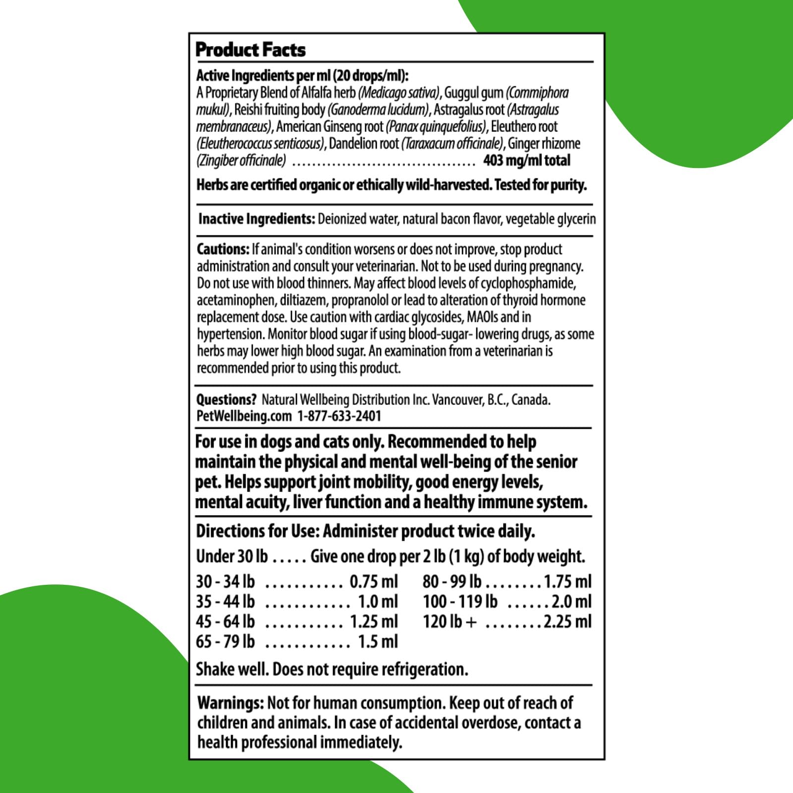 Pet Wellbeing Old Friend for Senior Dogs - Vet-Formulated - Aging Immune System & Joint Mobility Support in Older Canines - Natural Herbal Supplement 2 oz (59 ml)