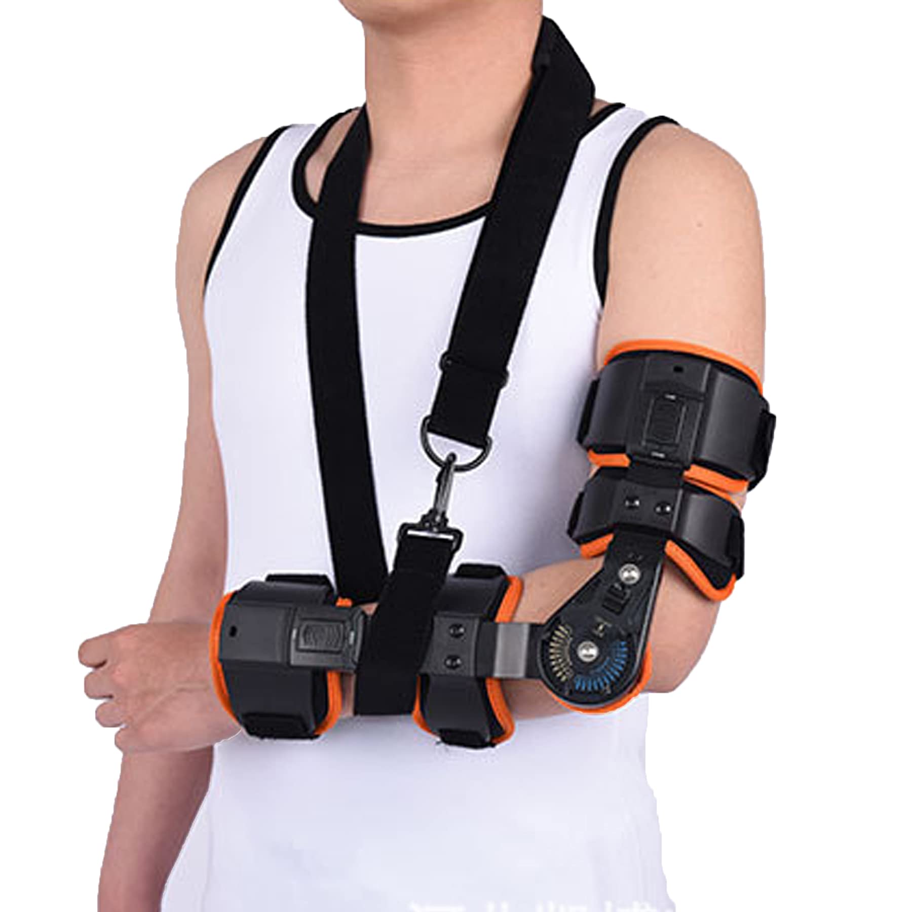 WILLQ Hinged Elbow Brace for Post Op Elbow Fracture Rehabilitation Adjustable Splint Shoulder Strap Arm Orthosis Injury Recovery Support Stabilizer Splint Hinged Support Sling Stabilizer,Right