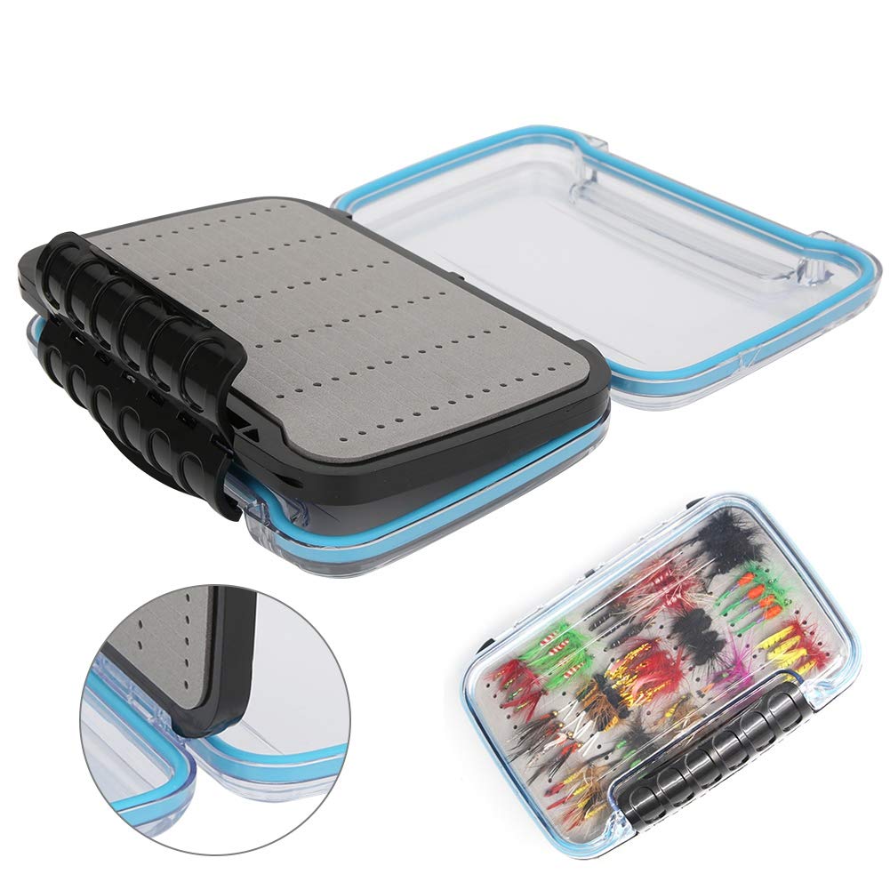 Yeuipea Fishing Box, Double-Sided Lure Bait Fly Fishing Box Plastic Fish Hook Storage Containers Accessory(A)