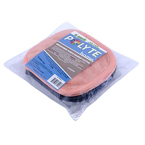 Polyte Premium Hypoallergenic Microfiber Fleece Makeup Remover and Facial Cleansing Cloth 6 x 6 in, 6 Pack (Dark Gray, Pink)