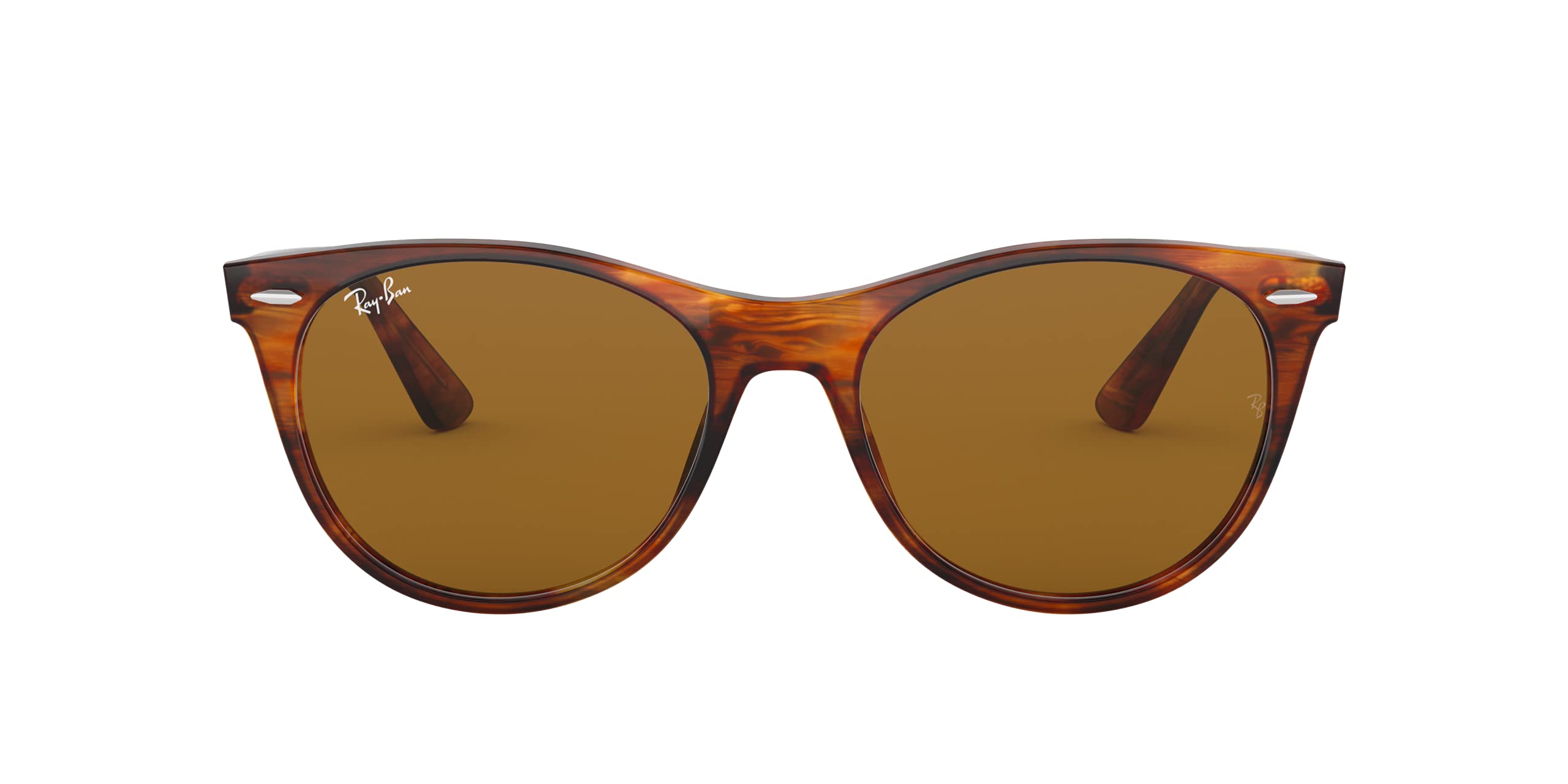 Ray-Ban RB2185 Wayfarer II Round Sunglasses, Striped Havana/B-15 Brown, 52 mm