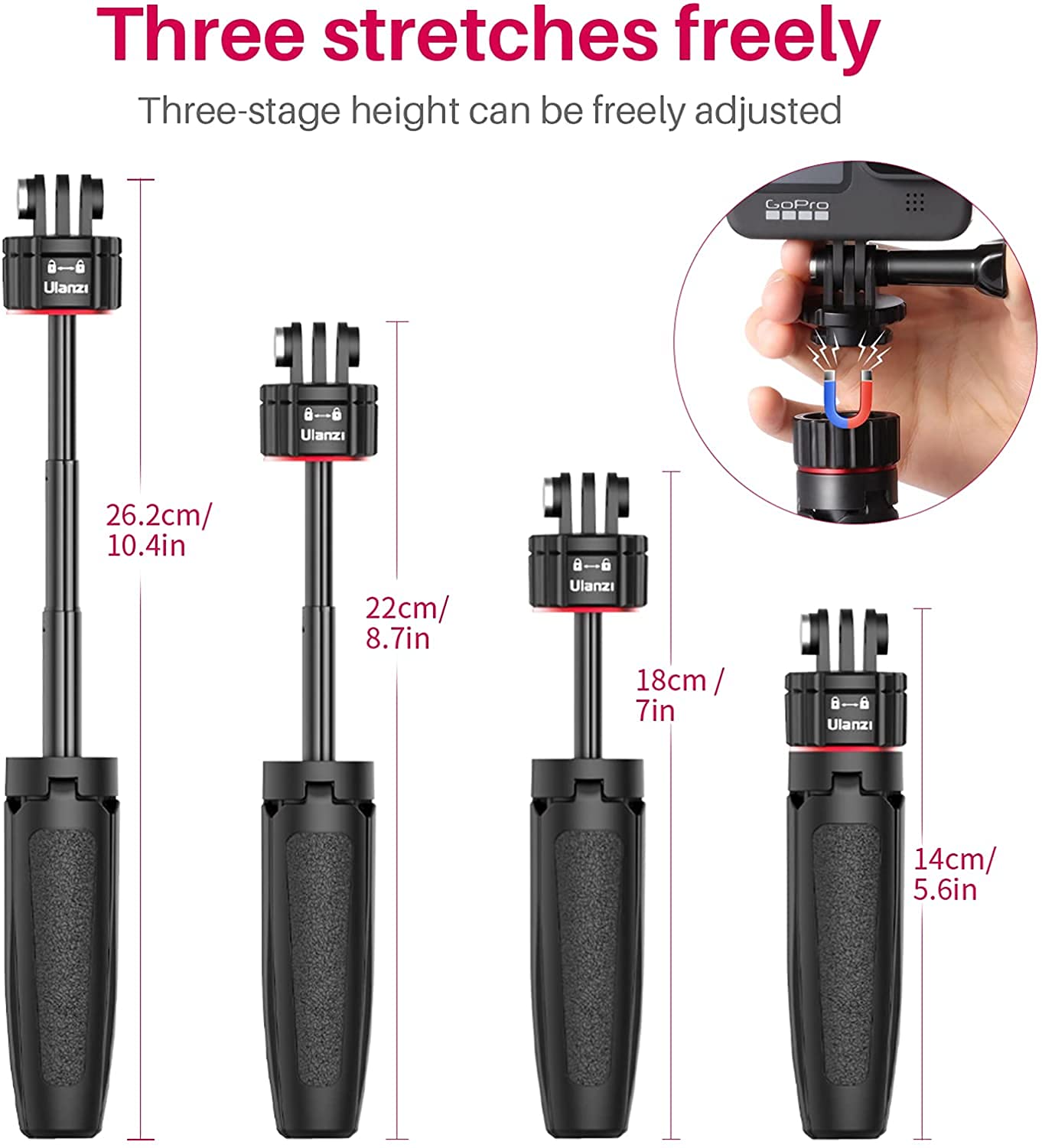 Selfie Stick Tripod Handle for - M31 Extendable Vlog Grip Quick Release Travel Tripod Stand for Hero 10/9/8/7/6/5 Black/Gopro Max DJI Osmo Action Insta 360 Action Camera Accessory Kits