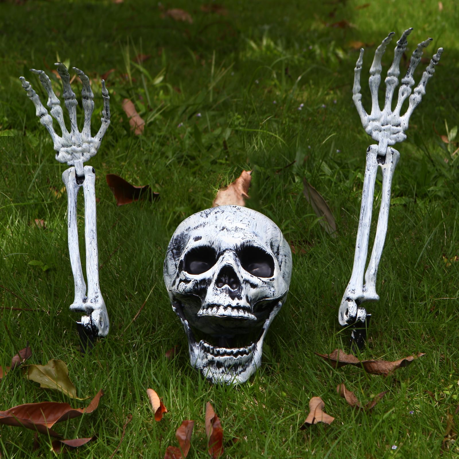 Scary Halloween Decorations Outdoor Skeleton Arms and Hands Life Size Skeleton Stakes with Spider Web Set for Halloween Yard Decorations Skeleton Outdoor Halloween Decor