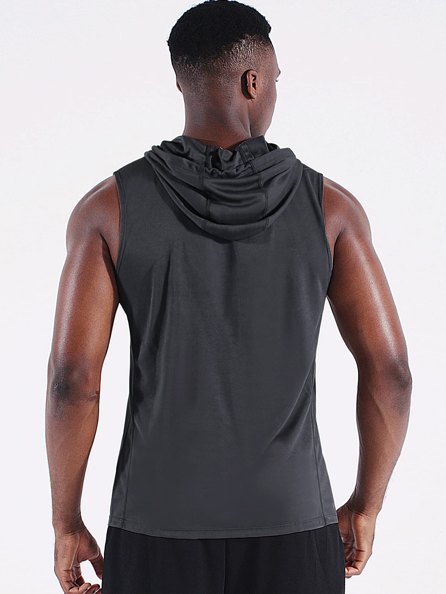NELEUS Men's Workout Tank Tops Sleeveless Running Shirts with Hoodie,5098,3 Pack,Black/Grey/Red,L