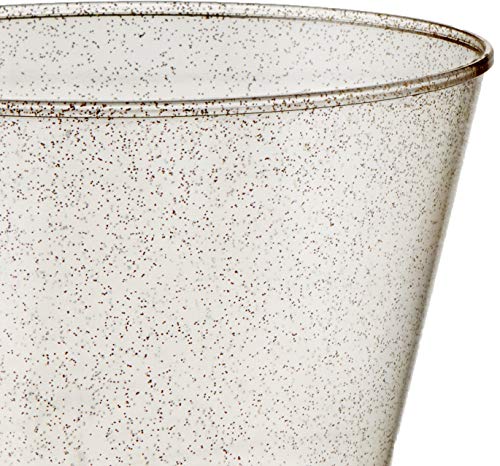 Oojami 100 count Gold Glitter 9 oz Party Cups Old Fashioned Tumblers