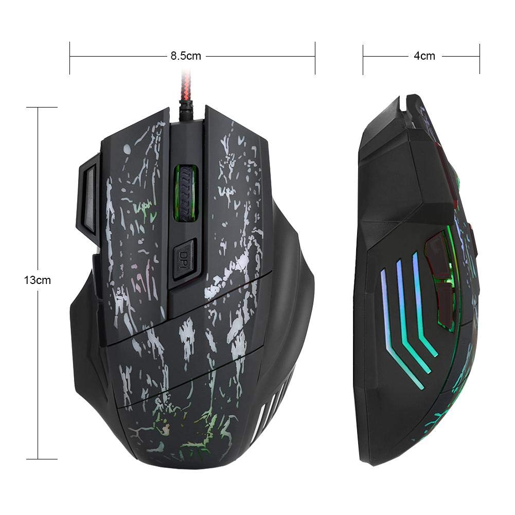 Pomya Game Mouse, 7 Buttons USB Wired Optical Game Mouse Light Computer Mouses for PC Games