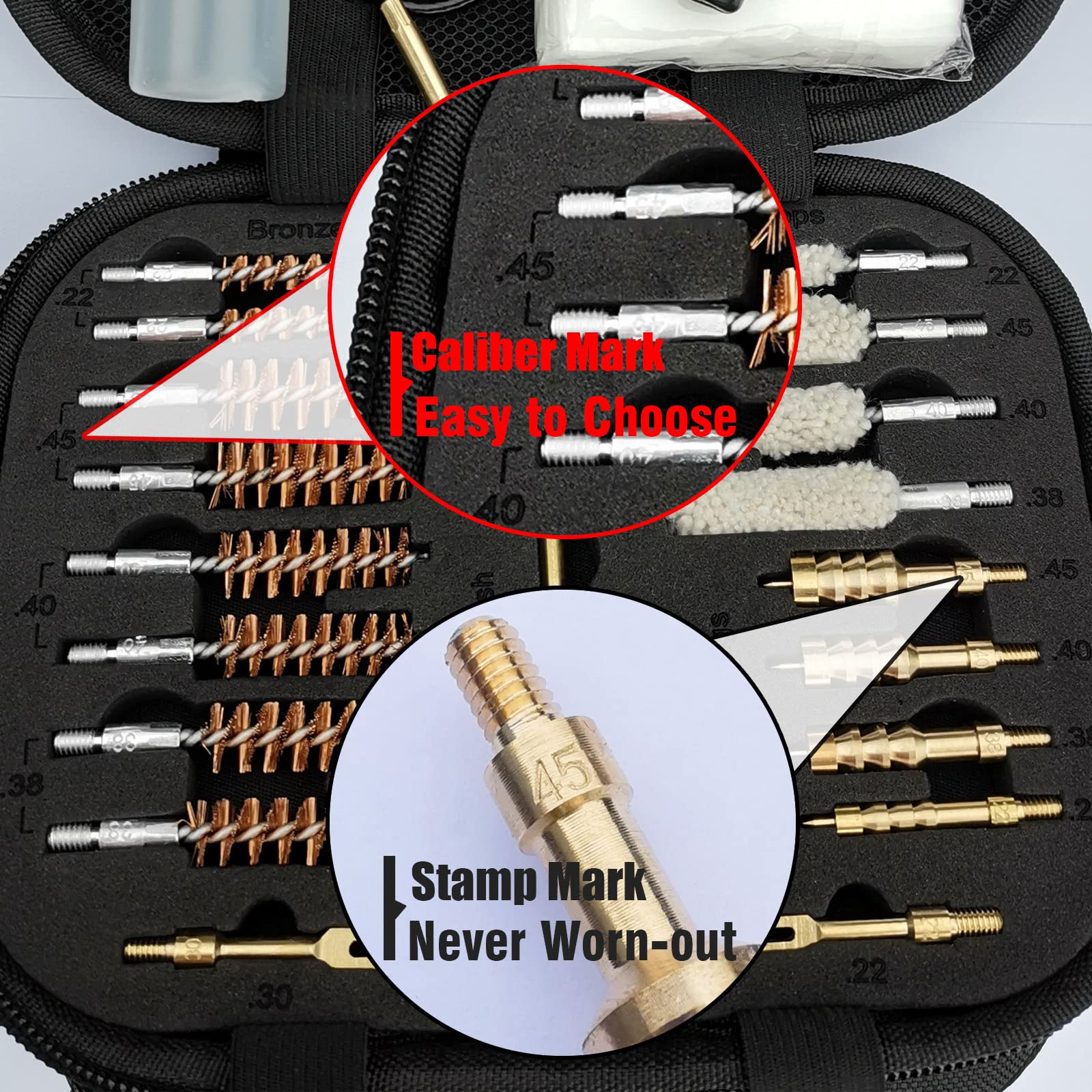 StrongTools 26pcs Gun Cleaning Kit-Barrel Cleaning Tools for Rifle-Shotgun-Handgun Include Gun Brushes, Gun Brass Slotted Tip Adapters and Bore Mops