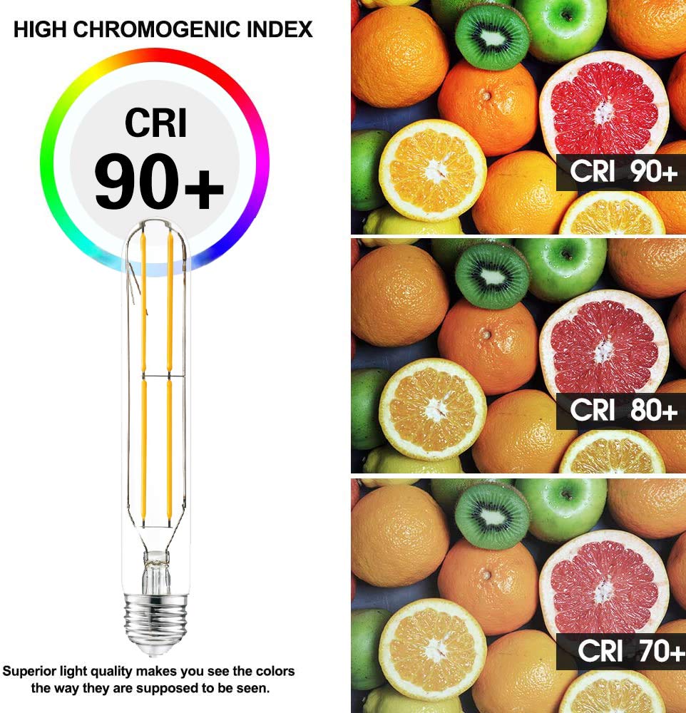 SD Light T10 Led Bulb,6W Dimmable 7.3Inch Long Tubular Light Bulb 3000K Warm White,60Watt Incandescent Bulb Equivalent,600lm,Clear Glass,E26 Medium Base Lamp Bulb for Desk Lamp,Pendant Lights(4-Pack)