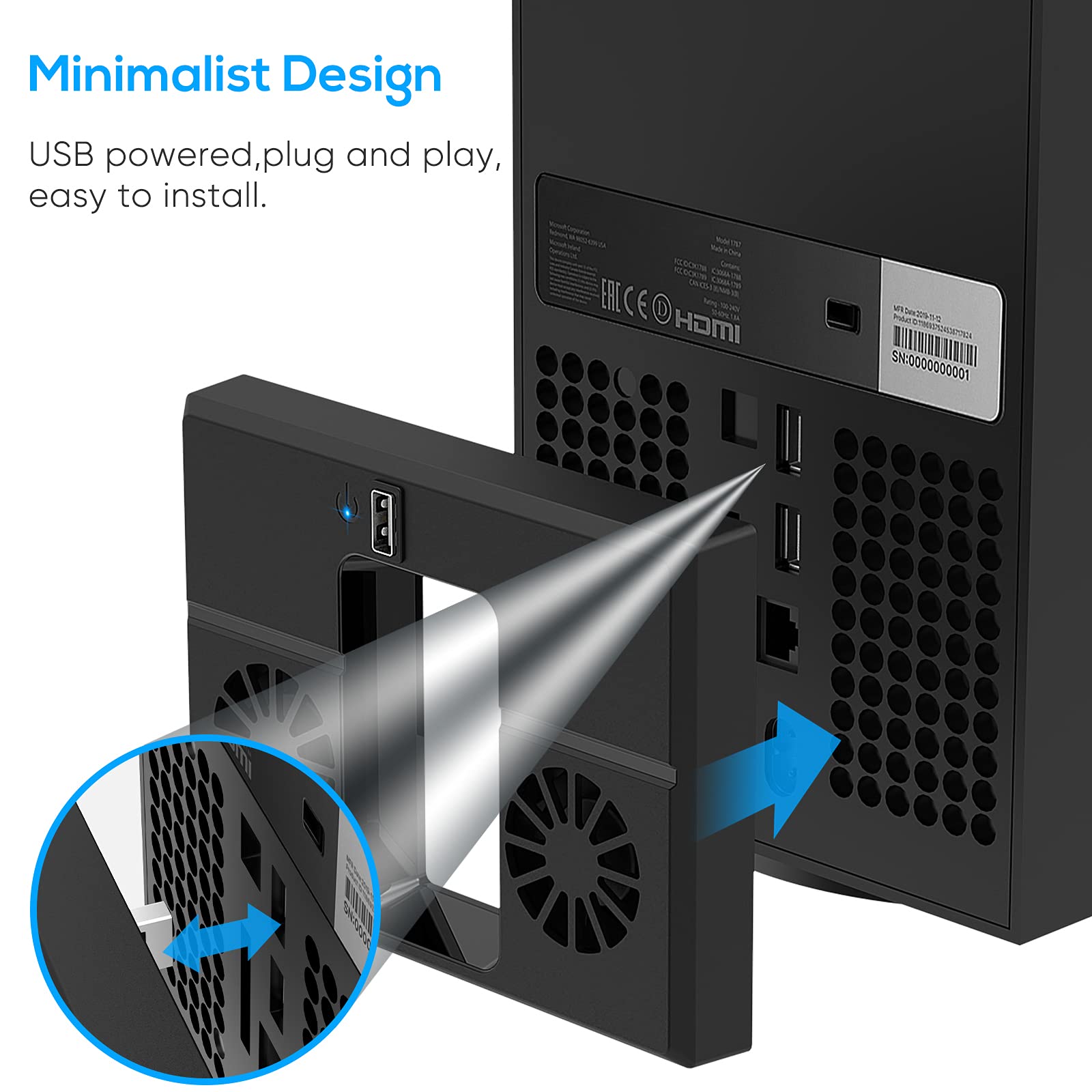 Upgraded RGB Cooling Fan for Xbox Series X with Dust Cover Accessories & USB Cooling Fan Compatible with Xbox Series X Console