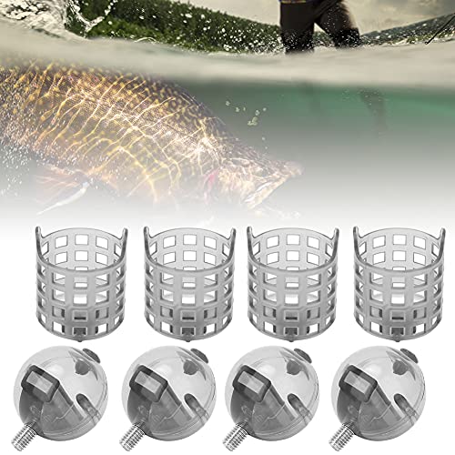 Yeuipea Fishing Feeder Lure Bait, 4Pcs PE Plastic Portable Fishing Feeder Lure Bait Cage Tackle Accessories with Weight(M)