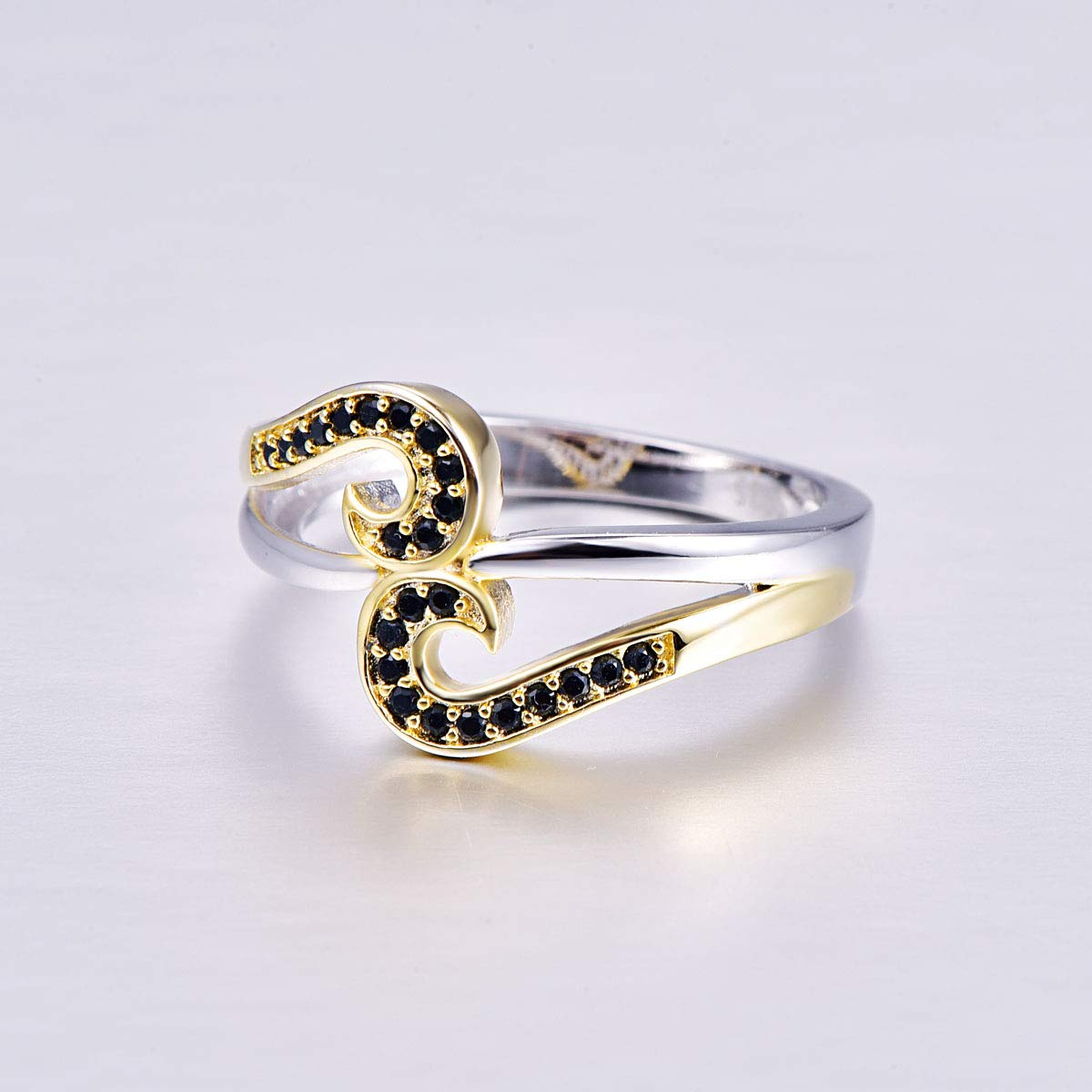Psiroy 925 Sterling Silver 2 Tone Band Ring for Women Size 9