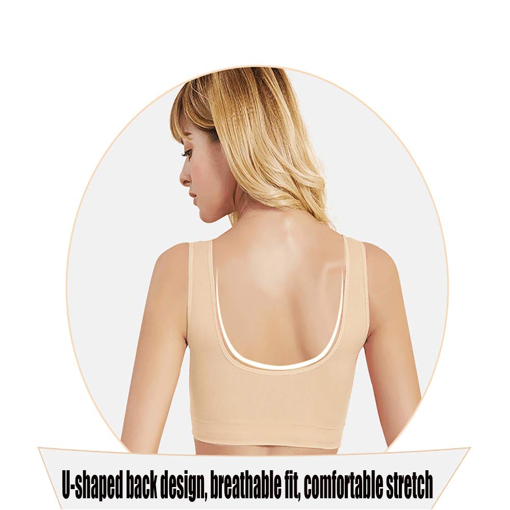 SAISYART Sports Bras for Women,Seamless Comfortable Yoga Bra Ladies Close-Fitting Bra with Removable Pads 3 Pack(X-Large)