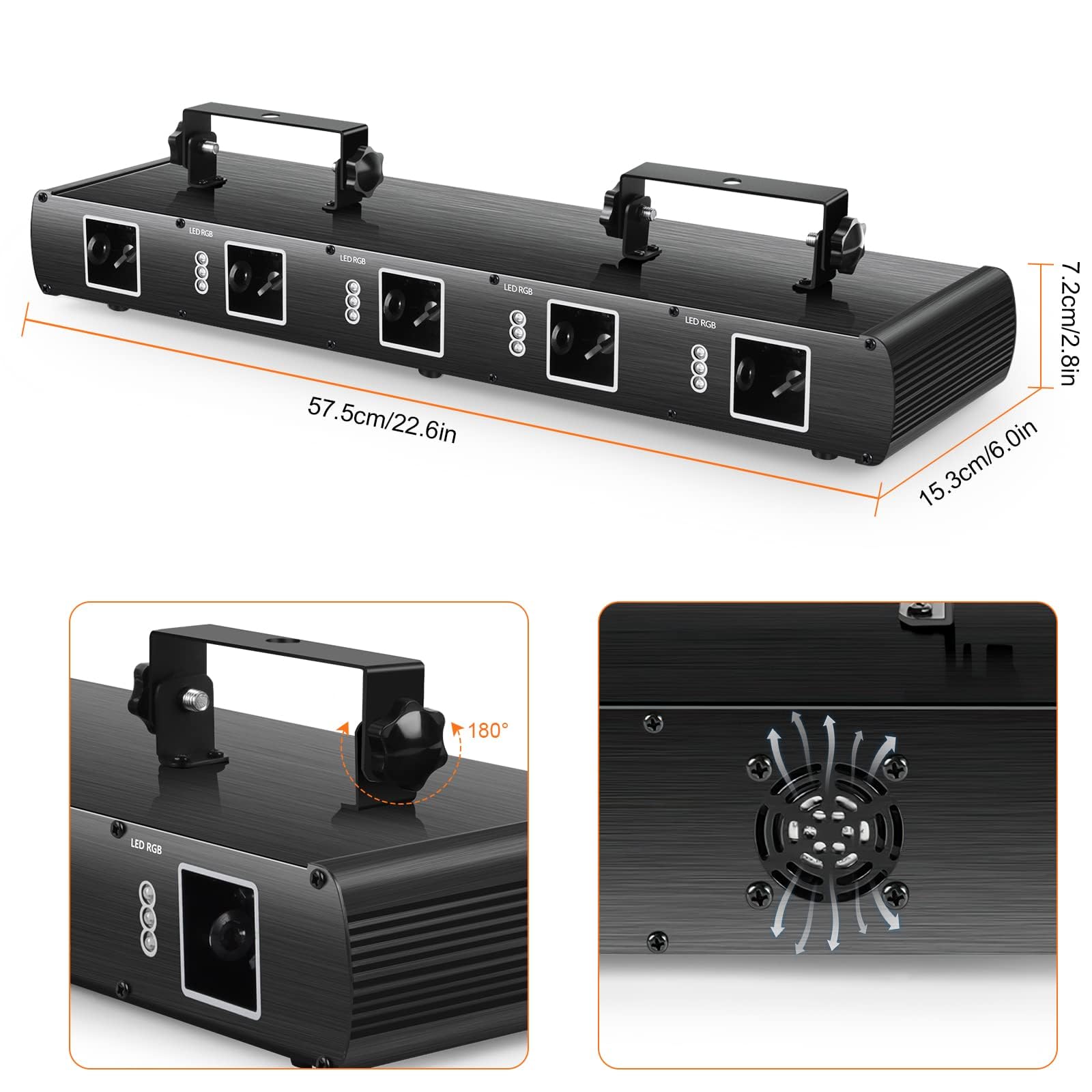 U`King Stage Laser Light DJ Light, 5 Beam Effect Sound Activated DJ Party Lights RGBYC LED Projector Party Lights Music Lights with Remote Control DMX for Dancing Birthday Bar Pub Stage Lighting