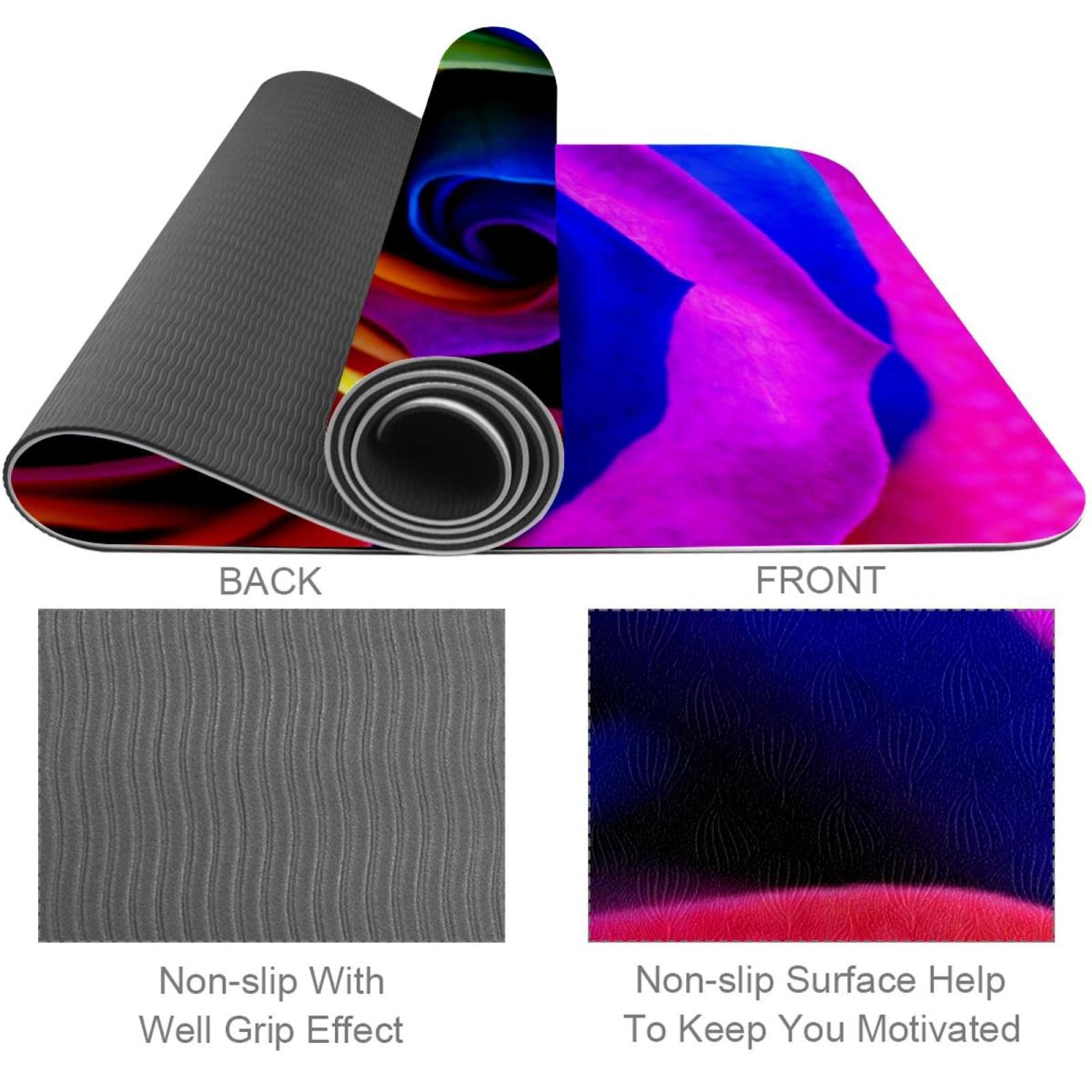 Yoga Mat, Yoga Mats for Home Workout, Workout Mat, Exercise Mats, Pilates Mat, abstract colorful rose flower art pattern
