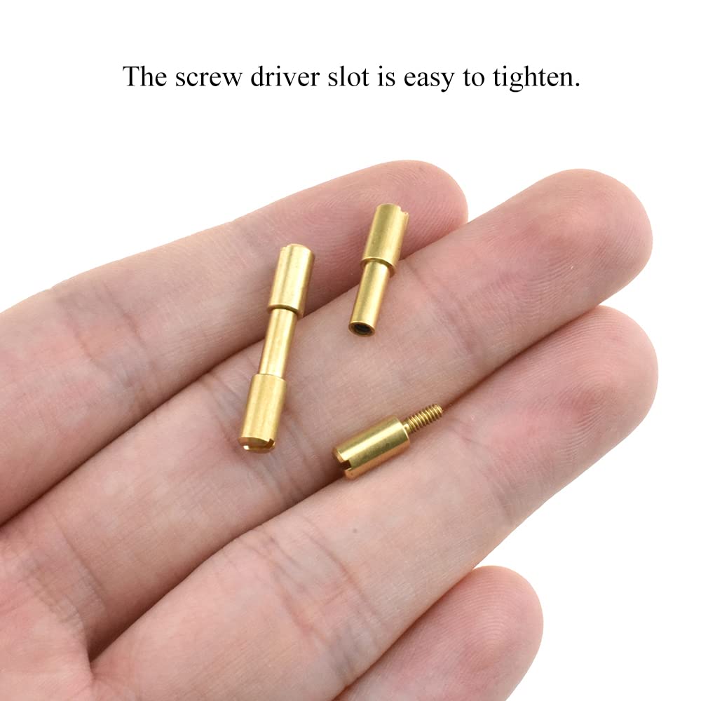 Yadaland Kitchen Corby Bolts Fastener 4mm Diameter Metal Bracket Bolt Handle Screw Knives Rivets Tactical Lock Head Tight Thread Stay in Place No Scratch Easy Install Driver Slot 2sets Brass