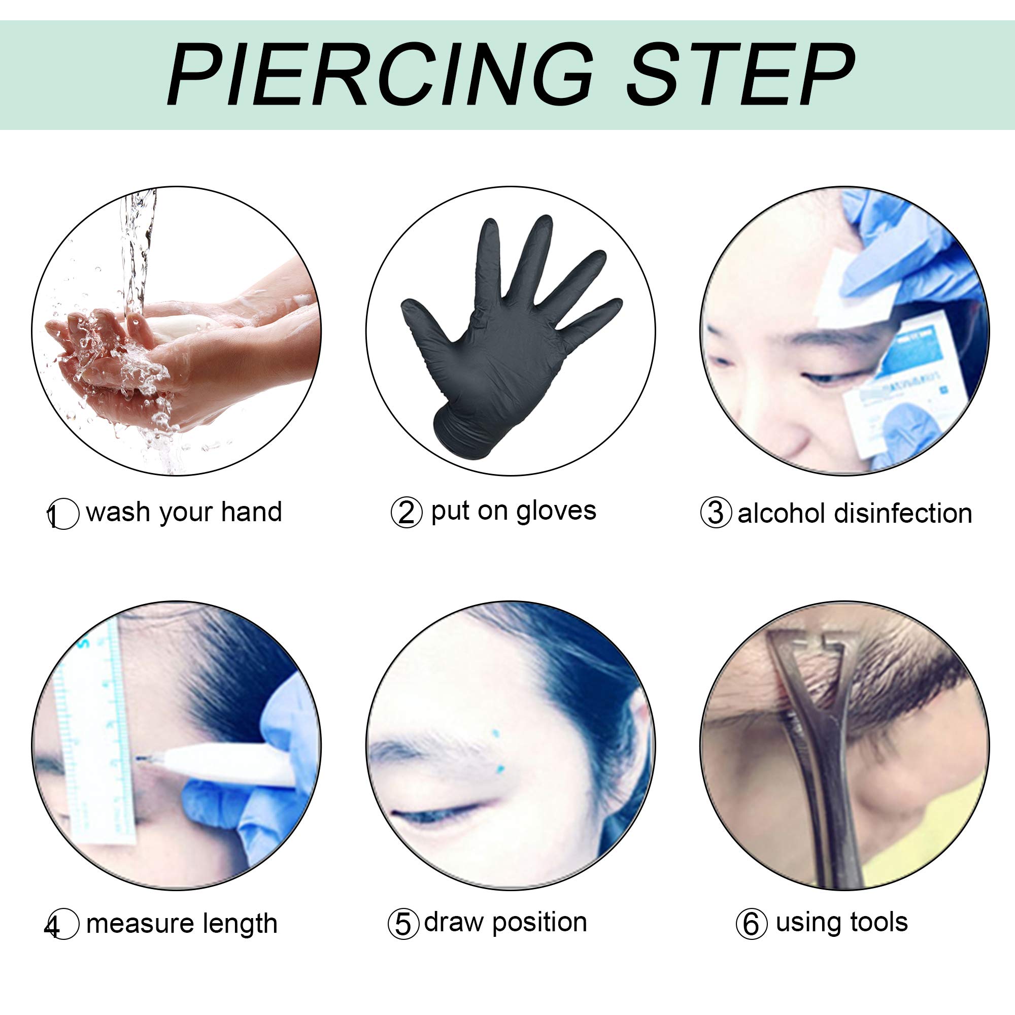 UBGICIG 123PCS Professional Piercing Kit 14G 16G 20G Stainless Steel Nose Ring Hoop Septum Eyebrow Lip Belly Button Ring Ear Studs Cartilage Tragus Helix Earrings Professional Body Piercing Tool