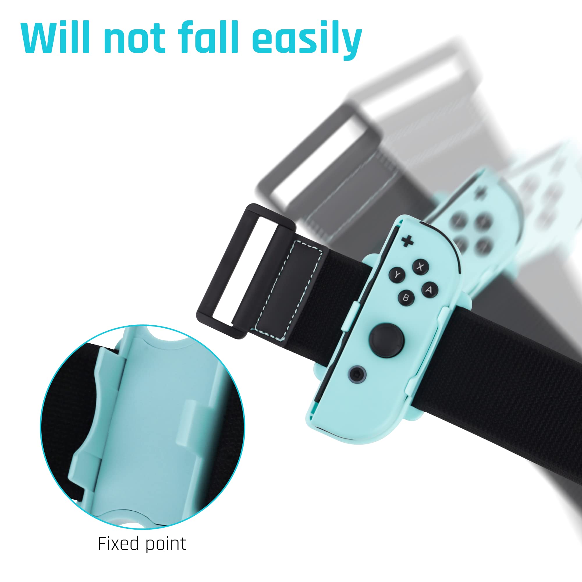 Wrist Bands for Dance 2024/2023/2022/2021/2020, FANPL Adjustable Elastic Straps for Nintendo Switch & Switch OLED Joycon Controller, 2 Pack Switch Dance Game Accessories for Animal Crossing Blue Green