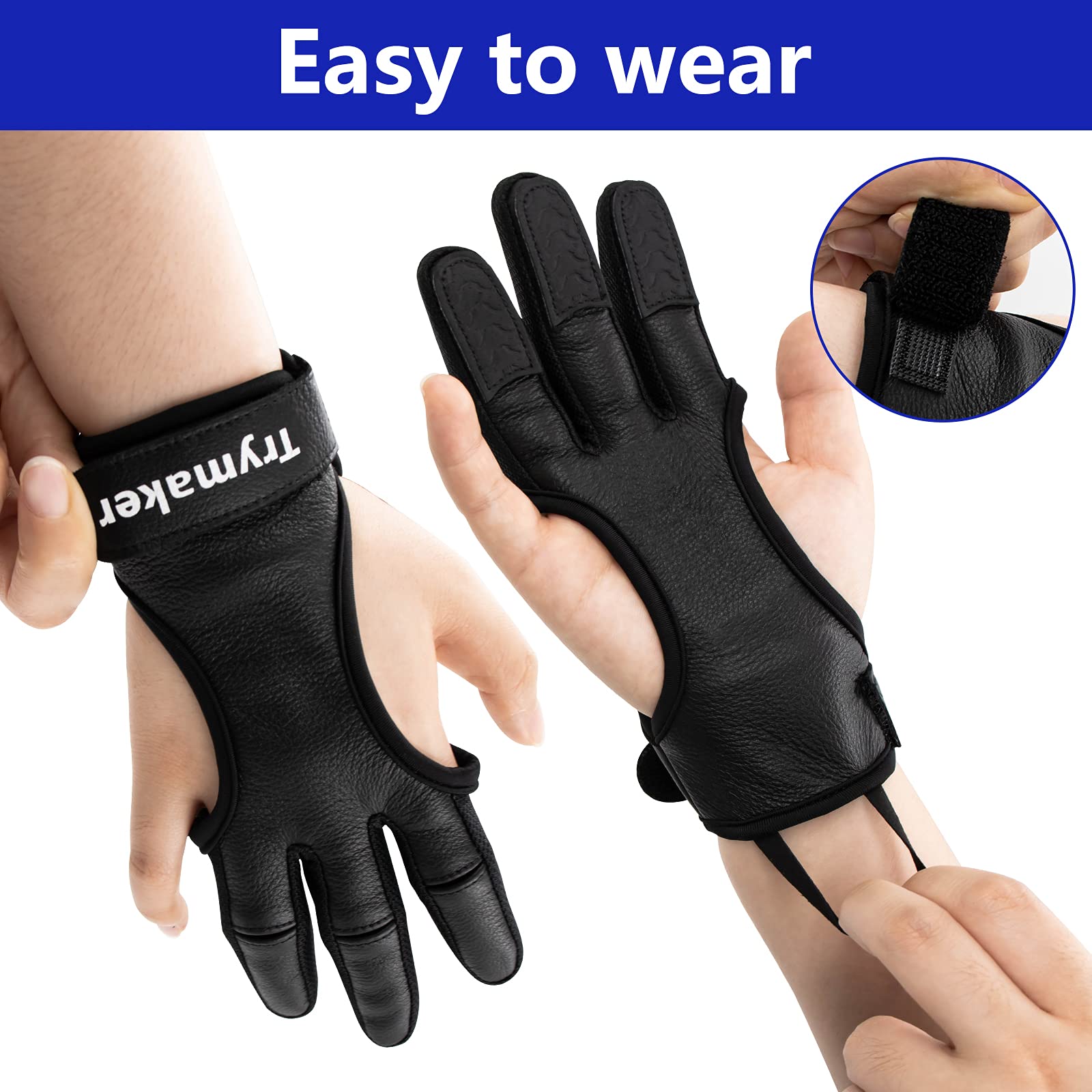 Trymaker Archery Glove,Protective Gloves for Recurve Bow and Compound Bow Men and Women,Finger Tab for Hunting Bow with Archery Equipment and Accessories,M,L,XL Size