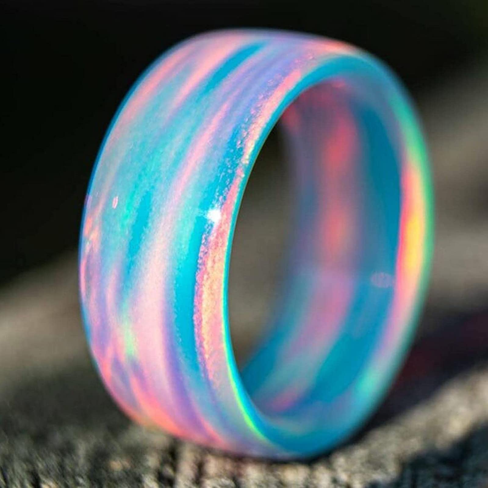 Winnerlion Women's Band Rings Thin and Stackable Silicone Rings Wedding Ring for Women Cloud Acrylic Ring Colorful Thick Ring Beach Jewelry Simple Style Luckys Ring (Rainbow, 11)