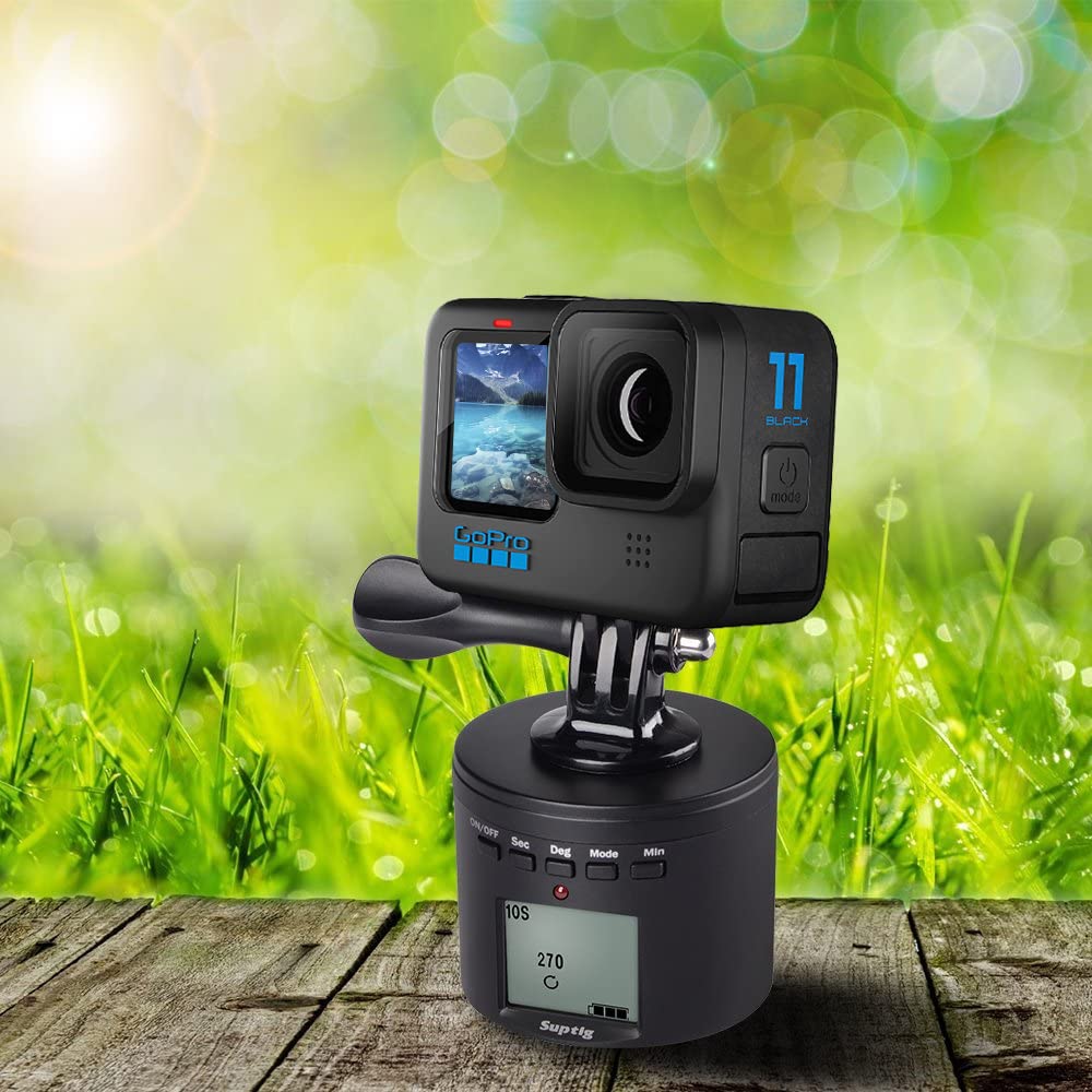 Suptig Tripod Mount Camera Tripod Mount Electric 360 Degree Tripod Head Compatible for Phone, Gopro, DJI osmo, Insta 360 and Digital Cam