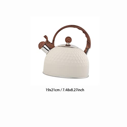 MMSEKT Camping Kettle Portable Whistling Tea Kettle, White W/Handle Enamel Infuser for Kitchen Household