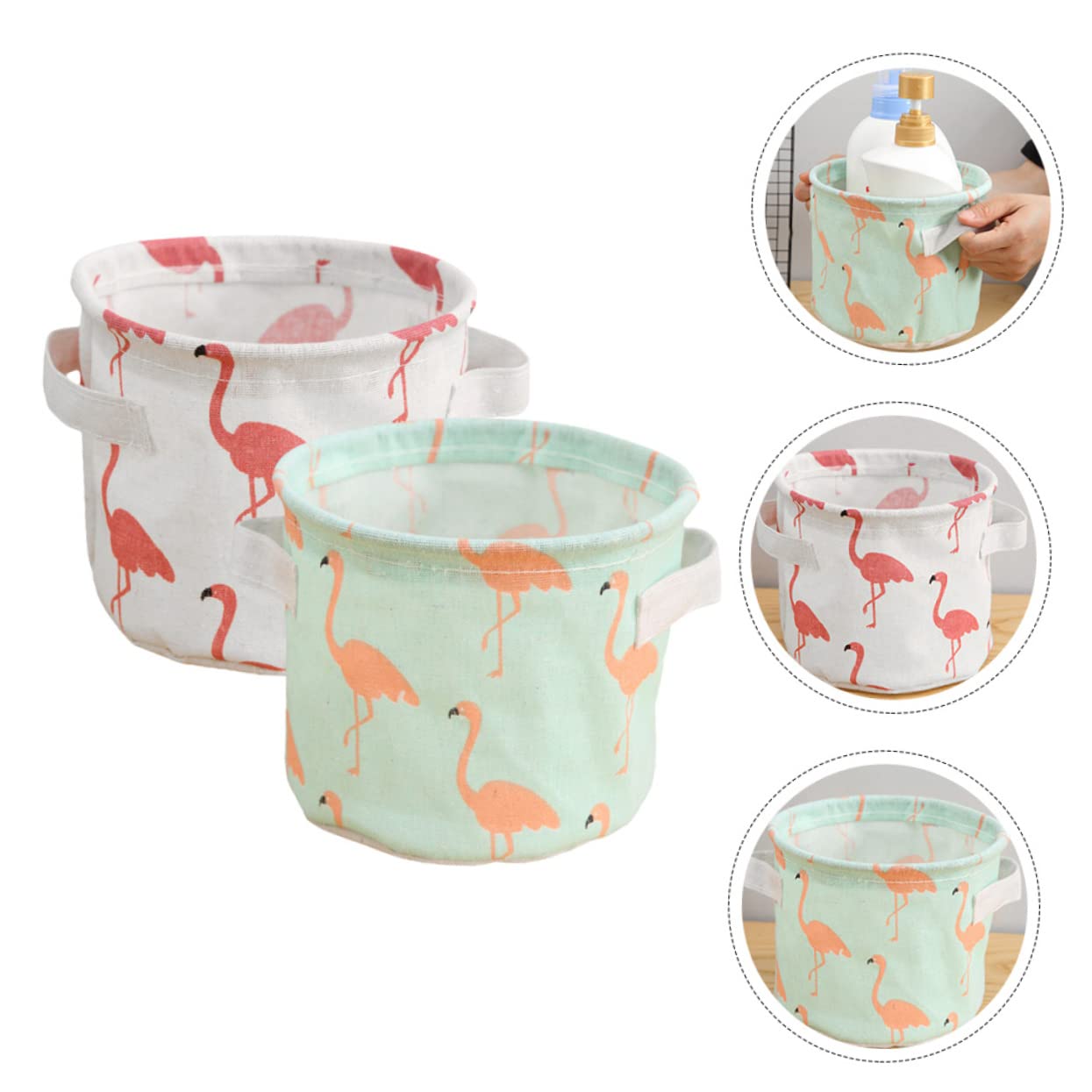 Outanaya 2pcs Storage Basket Mini Containers Shelf Organizer Bins Decorative Storage Bins Snack Containers Canvas Storage Bin Shelves Mini Baskets Decorative Basket Foldable Cotton Linen