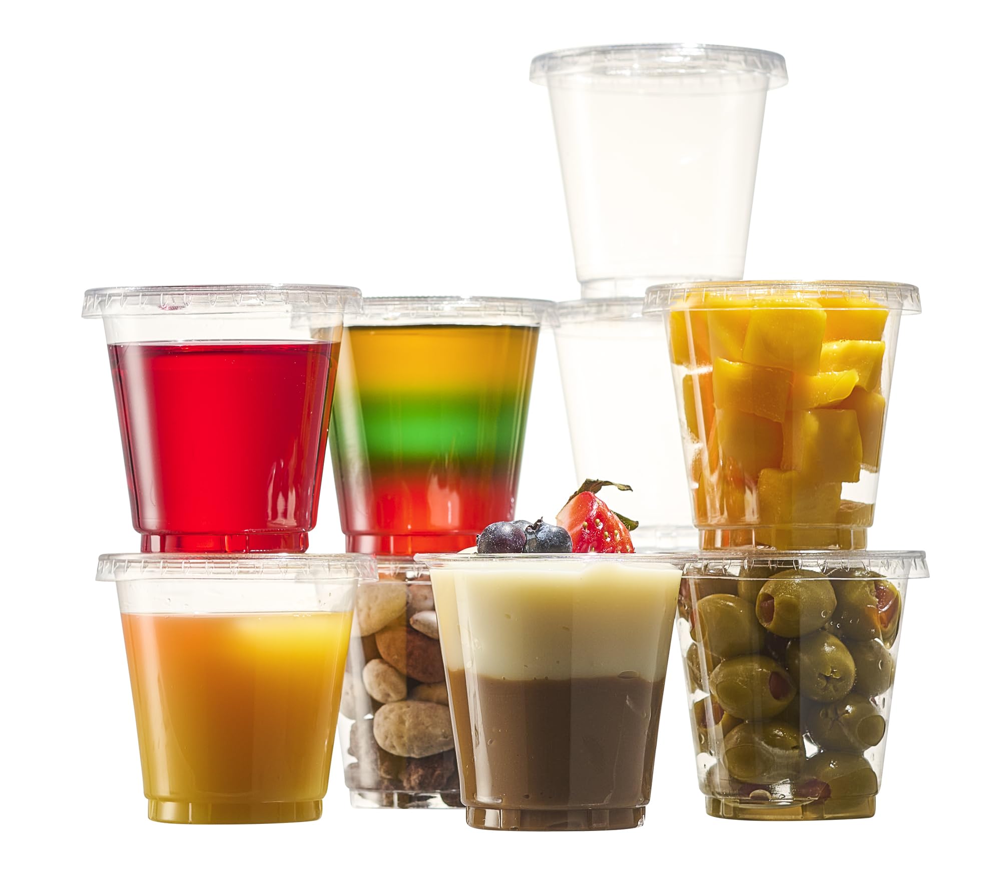 PATCHKE [ 3 OZ - 200 Cups + 200 Lids ] Jello shot Cups with Lids - Leak-Resistant, Tight fit, Easy Snap-on Lids - Clear & Fully Transparent, Tall squeezable Disposable Plastic.