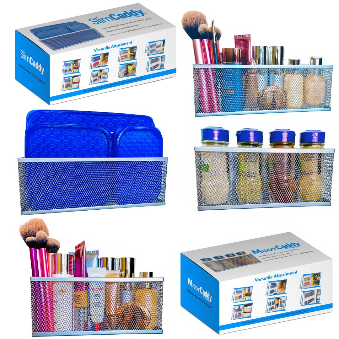 Slim Caddy LARGE + Middy Caddy Bundle | Cabinet Door Organizer | Kitchen Cabinet Organizer, Makeup Cabinet Storage, Spice Rack Organizer for Cabinet, and More!